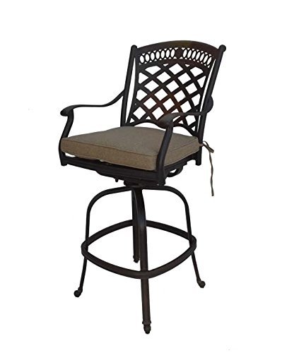 Bar Height fire Pit Dining Set 9 Piece cast Aluminum Patio Furniture Sunbrella Cushions