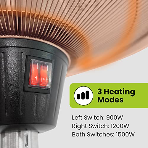 Fast Heating! - Indoor & Outdoor 1500W Electric Infrared Patio Heater, Waterproof & Tip-Over Protection, Perfect for Garden, Balcony, Garage, Backyard, and More! (EPH-SIL)