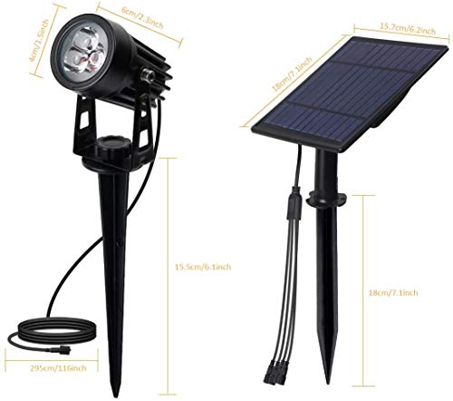 T-SUNUS Solar Garden Spotlight Outdoor, 4-in-1 Solar Spot Lights IP65 Waterproof 9.8ft Cable, 5W Separated Solar Panel, Auto On/Off for Tree Patio Yard Driveway Pathway Pool Area(Warm White 3000K)