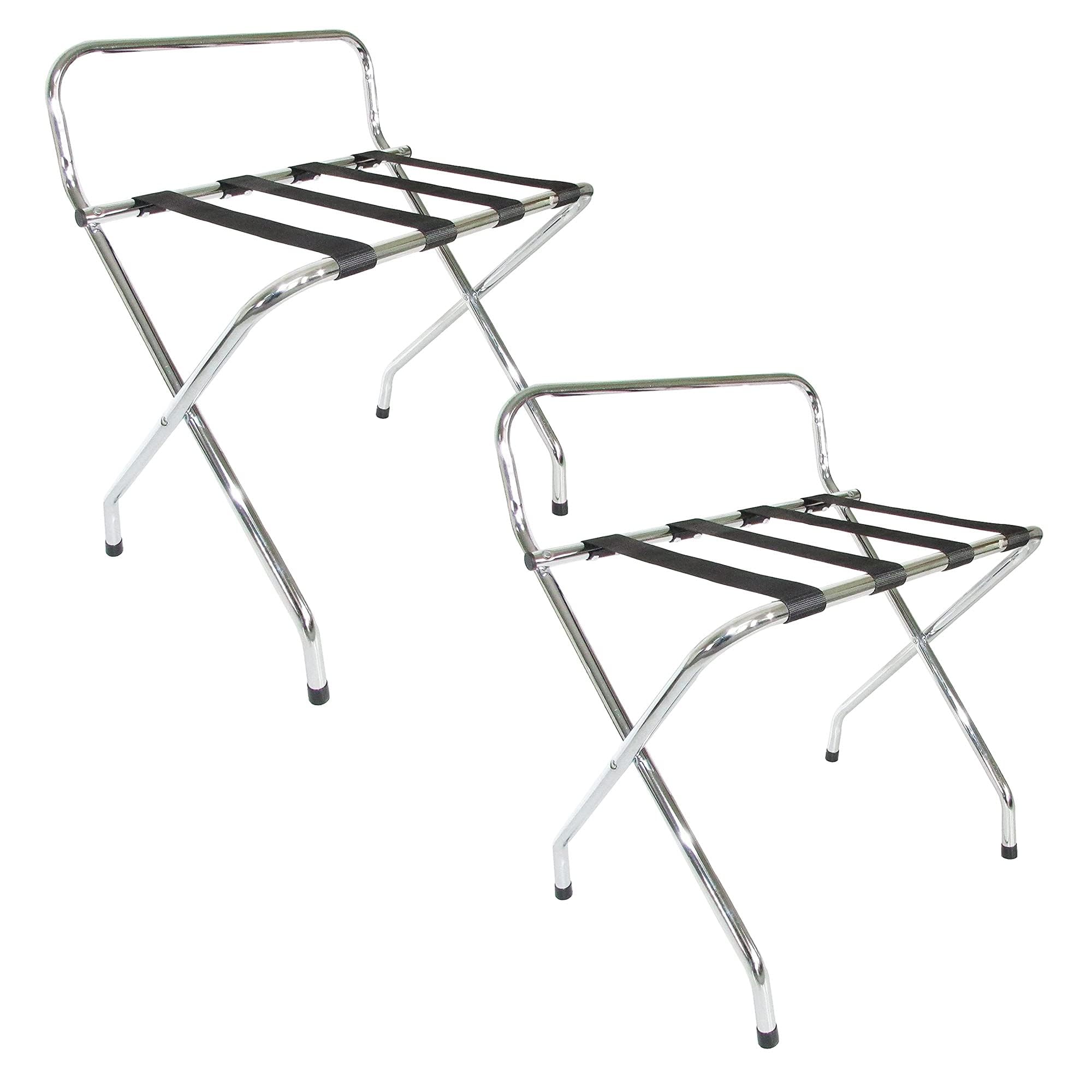 Luggage Rack, Foldable Suitcase Stand, Metal Luggage Holder for Guest Room, Foldable storage steel frame | Suitcase Stand Perfect for Bedrooms, Hotels, and Travel | Holds Up to 50-100 lb (Single Rack with High Back (DIY) - Pack of 2)