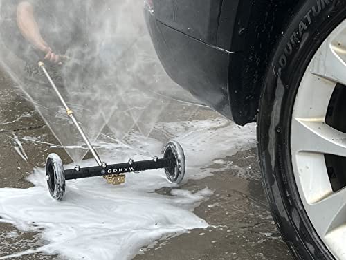 GDHXW Multipurpose Undercarriage Cleaner Surface Cleaner for Pressure Washer 4000 PSI 16 Inch Underbody Car Wash Water Broom with 3 Pieces Extension Wand 5 High Pressure Nozzle