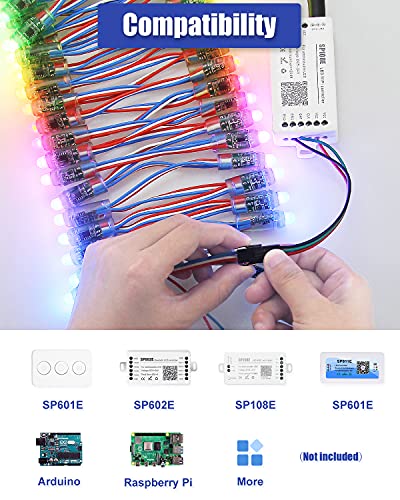 GMJYC DC 5V 50pcs WS2811 Pixels Christmas Lights Outdoor Individually Addressable IP68 Waterproof LED String Lights Diffused Digital RGB LED Lights Full Color 12mm, for Garden/Party/Advertising Signs