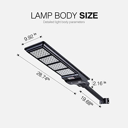 Vikrami 800W Solar Street Lights Outdoor Waterproof 80000LM, Dusk to Dawn, with Motion Sensor and Remote Control, Suitable for courtyards, Gardens, Streets, Garage, etc. Wall or Pole Mount