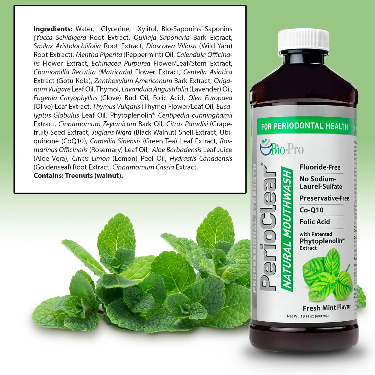 PerioClear Alcohol Free Mouthwash 16oz | Naturally Whitens Teeth | Freshens Breath | Removes Plaque | Minimizes Dry Mouth