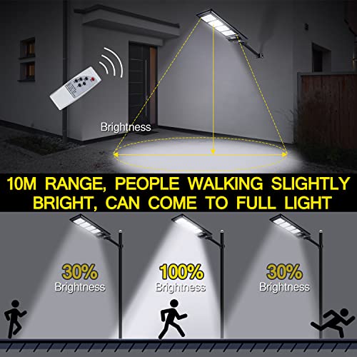 Vikrami 800W Solar Street Lights Outdoor Waterproof 80000LM, Dusk to Dawn, with Motion Sensor and Remote Control, Suitable for courtyards, Gardens, Streets, Garage, etc. Wall or Pole Mount