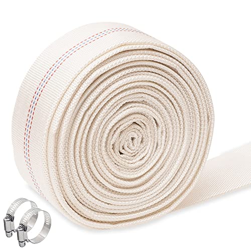 QuQuyi 1.25" x 30 FT Heavy Duty Reinforced PVC Swimming Pool Backwash Hose, General Purpose Lay-Flat Water Discharge pipe for Water Transfer Applications, White