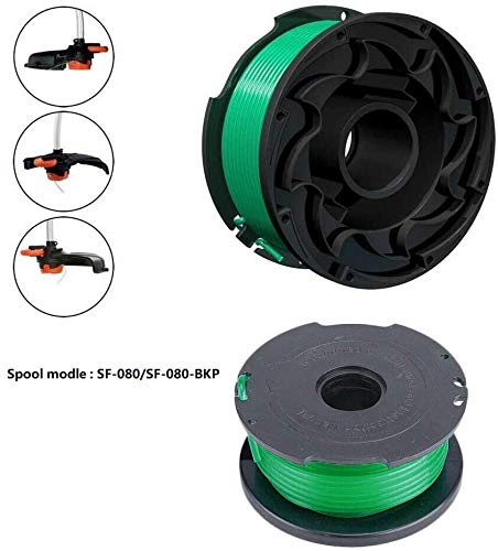SF-080 Replacement Spool,GH3000 Trimmer Spools, Auto Feed Replacement Spools,20-Foot, 0.08-Inch, Auto Feed,Compatible with Black and Decker Weed Eater LST540 LST540B SF-080-BKP String Trimmer- 7 Pack