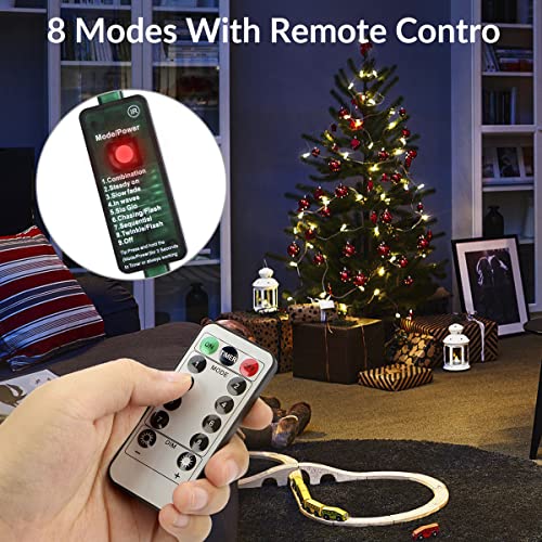 koopower 15ft String Lights 30 Crystal Ball LED Plug in with Remote (Timer, 8 Modes, Dim+-) for Garden Patio Yard Home Christmas Parties Wedding (Warm White)
