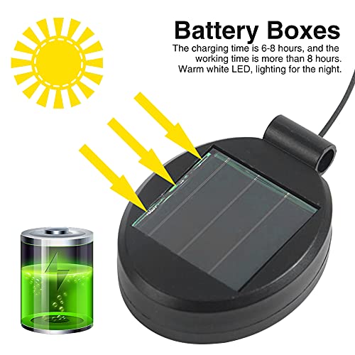 Saycker Solar Light Replacement Top Part Panel for Outdoor Hanging Lanterns Container Garden Patio Solar Panel Lantern Lid Light Bulb Accessories Battery Box(4pcs, Black)