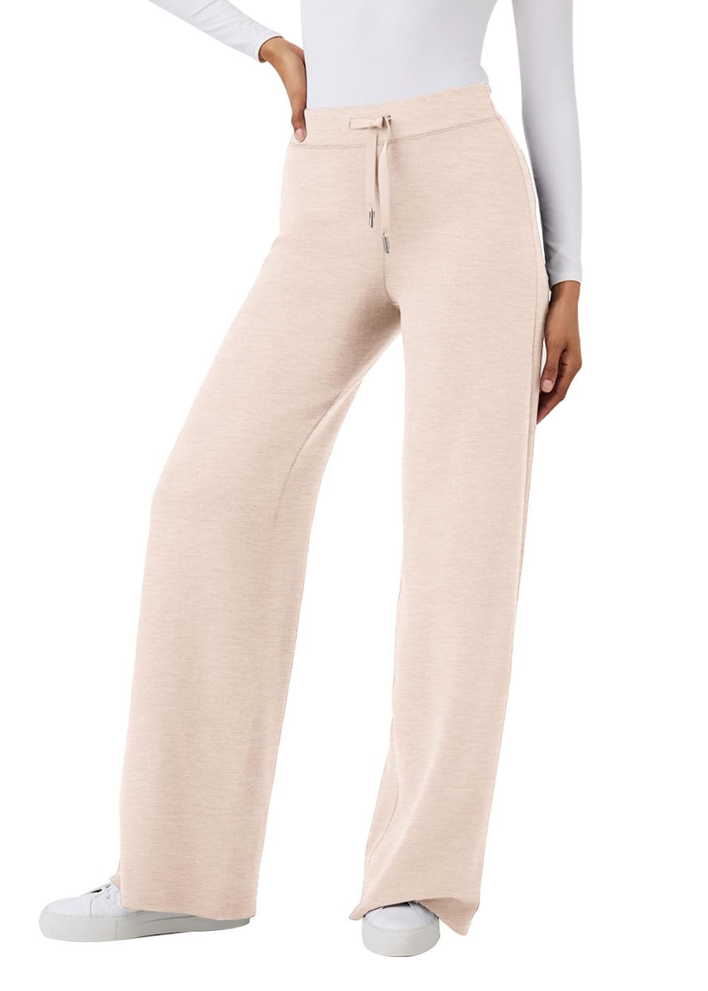 XIEERDUO Lounge Set For Women 2024 Winter Zip Up Sweatshirt And Wide Leg Sweatpant Apricot M