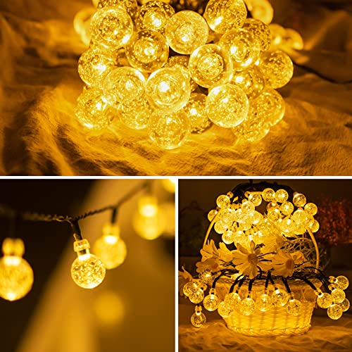 koopower 15ft String Lights 30 Crystal Ball LED Plug in with Remote (Timer, 8 Modes, Dim+-) for Garden Patio Yard Home Christmas Parties Wedding (Warm White)