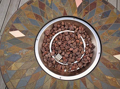 Pebble Lane Living 7pc Swivel Rocking All Weather Wicker Patio Furniture 42" Propane Fire Pit Set - Brown
