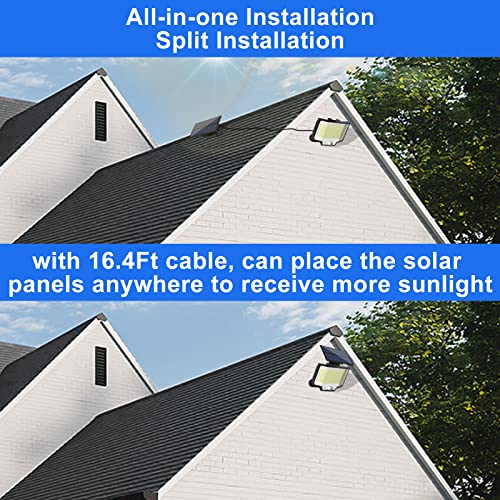Solar Motion Lights Outdoor, [400 LED/2 Pack/3 Modes] Separate Panel Solar Powered Flood Security Lights with Remote, 16.4Ft Cable, IP65 Waterproof Wall Lights for Garden Garage Yard Backyard Patio