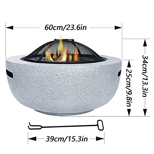 LEAYAN Garden Fire Pit Grill Bowl Grill Barbecue Rack Fire Pit Outdoor Wood Burning fire Pit, Villa Courtyard Imitation Marble Garden fire Pit, Picnic Barbecue Grill