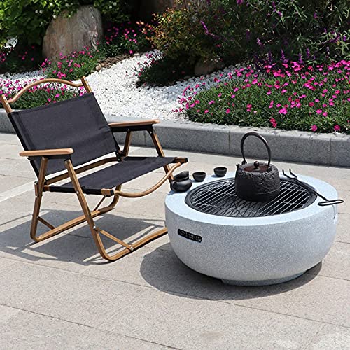LEAYAN Garden Fire Pit Grill Bowl Grill Barbecue Rack Fire Pit Outdoor Wood Burning fire Pit, Villa Courtyard Imitation Marble Garden fire Pit, Picnic Barbecue Grill