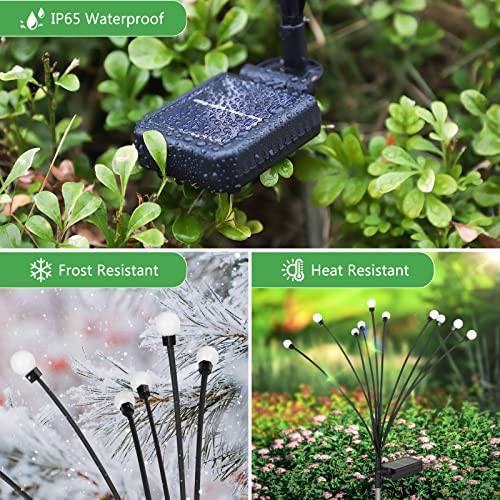 undreem Solar Garden Lights Outdoor,Upgraded Solar Firefly Lights 4 Pack Waterproof Bright Warm White Pathway Decorative for Yard Patio Landscape Driveway Decor
