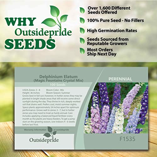 Outsidepride Delphinium Magic Fountains Crystals Garden Cut Flowers for Vases, Bouquets, Arrangements - 100 Seeds