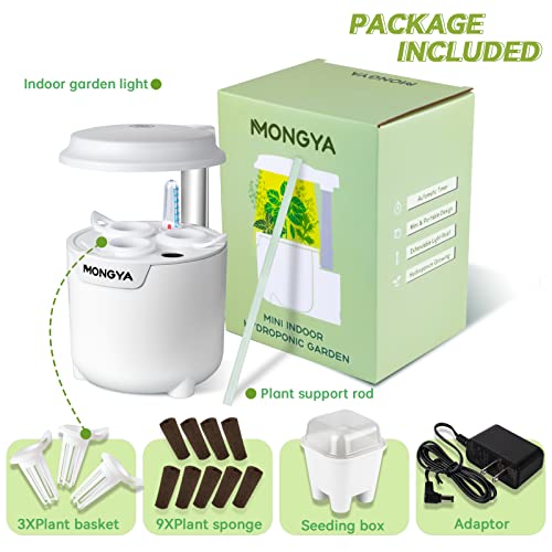 SHUNGRU Mini Hydroponics Growing System, Smart Indoor Herb Garden with Grow Light, Garden Germination Kit with Auto Timer, Height Adjustable and Stylish Decoration for Home Kitchen