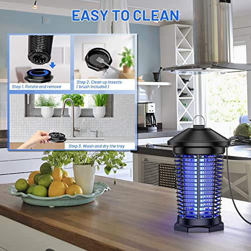 Bug Zapper Outdoor, 4000V 5ft Cord Mosquito Killer Lantern, Attracts Gnats, Flies, Mosquitoes & Flying Insects, Waterproof Attractant Trap for Indoor & Outdoor - Backyard, Patio, Deck, Garden, Camping