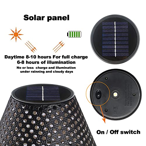 Newinhome Metal Solar Lamp Outdoor Patio,Waterproof Solar Floor Lights, Big Decorative Lantern for Deck Lawn Yard Garden Pool Pathway(Black)