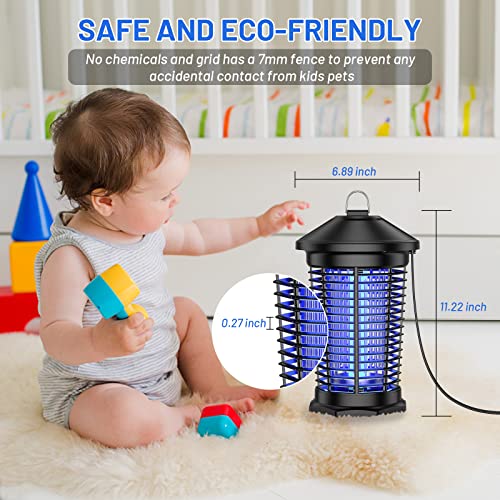 Bug Zapper Outdoor, 4000V 5ft Cord Mosquito Killer Lantern, Attracts Gnats, Flies, Mosquitoes & Flying Insects, Waterproof Attractant Trap for Indoor & Outdoor - Backyard, Patio, Deck, Garden, Camping
