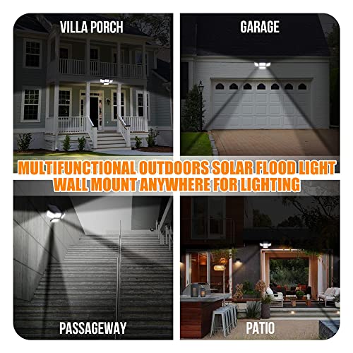 SOARCHICK 4 Heads Solar Outdoor Lights IP65 Waterproof Solar Powered Motion Sensor Security Lights 288 LED 3000LM Outdoor Flood Lights Adjustable Wide Angle for Yard Garden Garage Pathway Patio 1 Pack