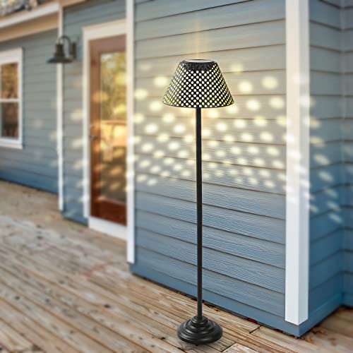 Newinhome Metal Solar Lamp Outdoor Patio,Waterproof Solar Floor Lights, Big Decorative Lantern for Deck Lawn Yard Garden Pool Pathway(Black)