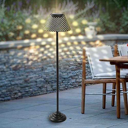 Newinhome Metal Solar Lamp Outdoor Patio,Waterproof Solar Floor Lights, Big Decorative Lantern for Deck Lawn Yard Garden Pool Pathway(Black)