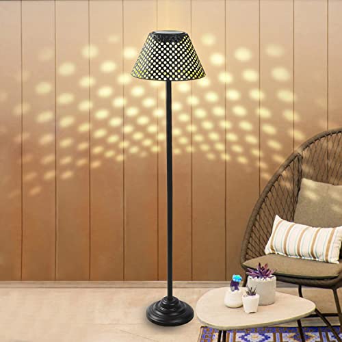 Newinhome Metal Solar Lamp Outdoor Patio,Waterproof Solar Floor Lights, Big Decorative Lantern for Deck Lawn Yard Garden Pool Pathway(Black)