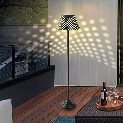 Newinhome Metal Solar Lamp Outdoor Patio,Waterproof Solar Floor Lights, Big Decorative Lantern for Deck Lawn Yard Garden Pool Pathway(Black)
