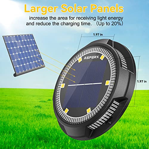 AsperX Solar Ground Lights, 8 Packs, IP65 Waterproof LED In-Ground Lights, Solar Outdoor Patio Lights, Disk Landscape Lights for Pathway, Yard, Garden, Deck, Driveway Lawn (Warm White+Blue)