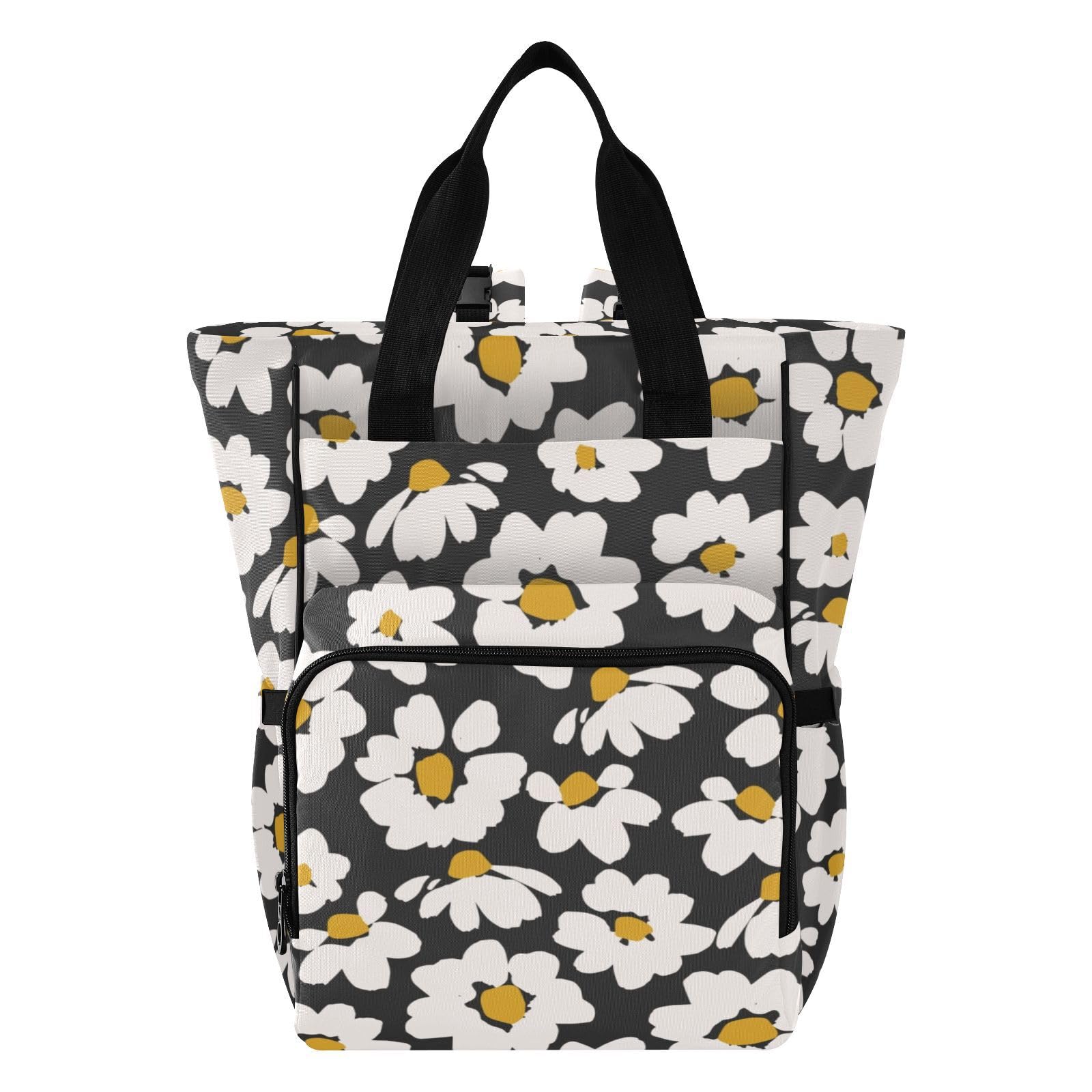 Daisy Flowers Diaper Bag Backpack for Baby Boys Girls Multifunction Baby Essentials Travel Tote with Stroller Straps & Bottle Storage Maternity Travel Bag for Shopping Hiking Traveling Moms Dads