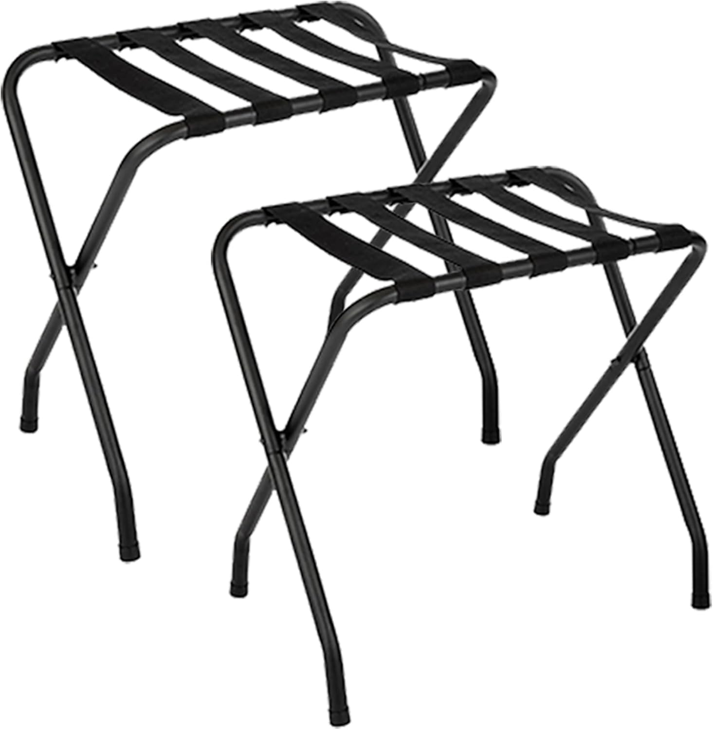 USTECH Luggage Rack-Single Tier, Black, Fully Asssembled, Folable Rack for Guest Room (Pack of 2)