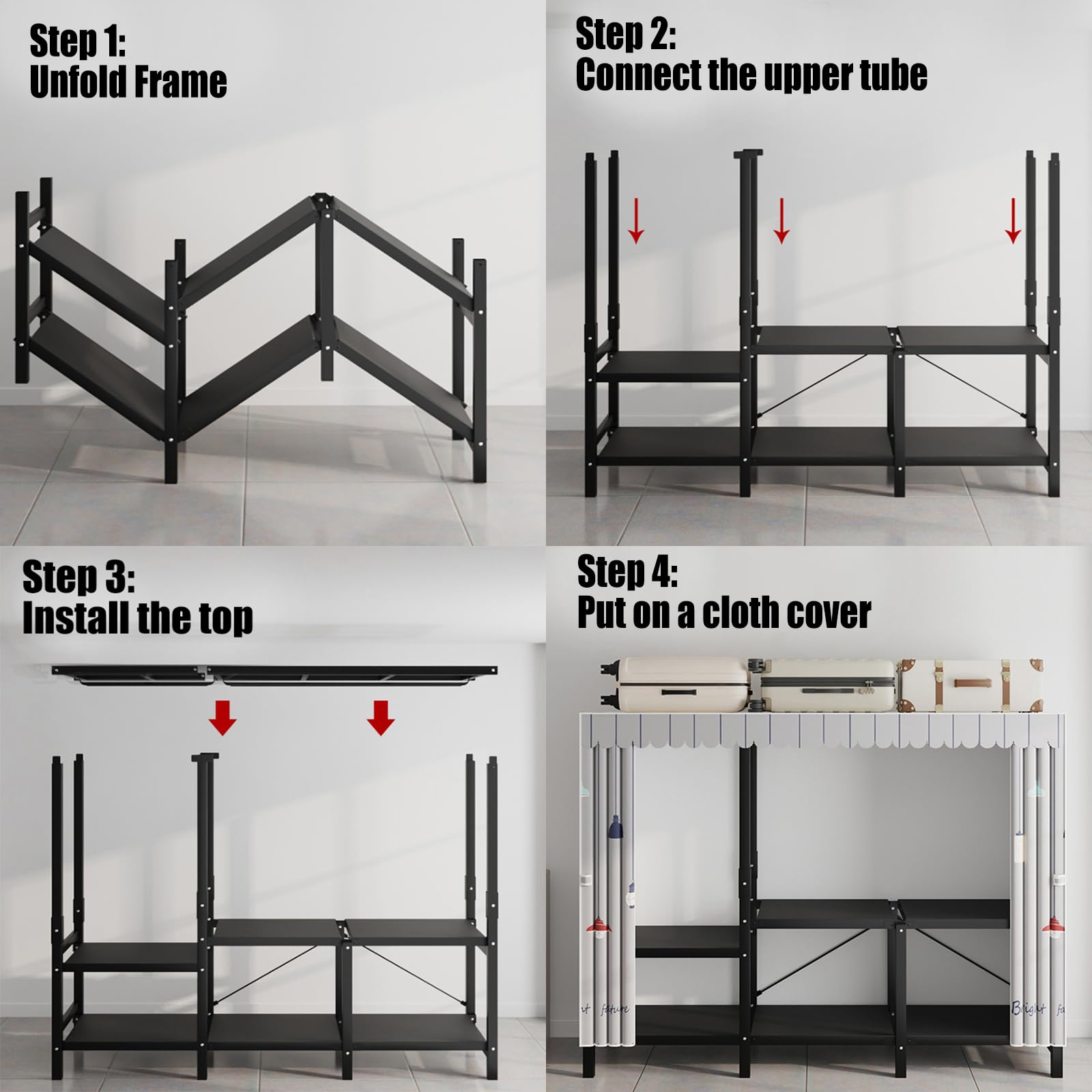 YETINGSHOP Heavy Duty Free Standing Closet Organizer, Extra Large Closet Organizer, Freestanding Closet Organizer with Shelves