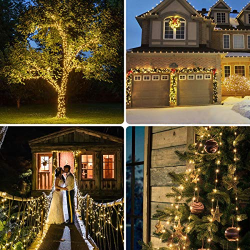 Solar String Lights Outdoor, 2Pack 240LED Total Solar Powered Fairy Lights 8 Modes Garden Copper Wire Waterproof Decoration Lighting for Tree Patio Christmas Camping Wedding Party(Warm White)