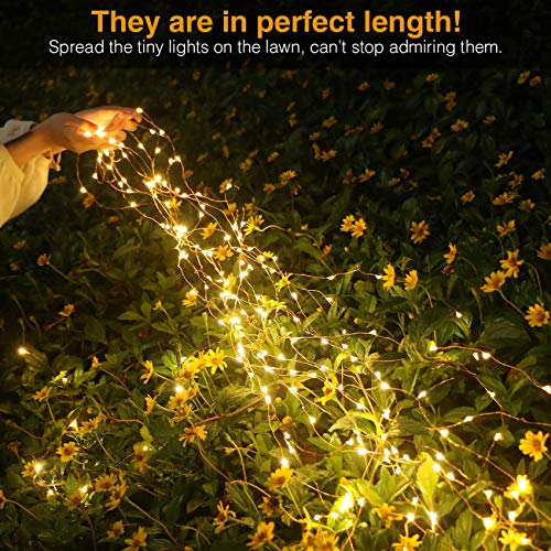 Solar String Lights Outdoor, 2Pack 240LED Total Solar Powered Fairy Lights 8 Modes Garden Copper Wire Waterproof Decoration Lighting for Tree Patio Christmas Camping Wedding Party(Warm White)