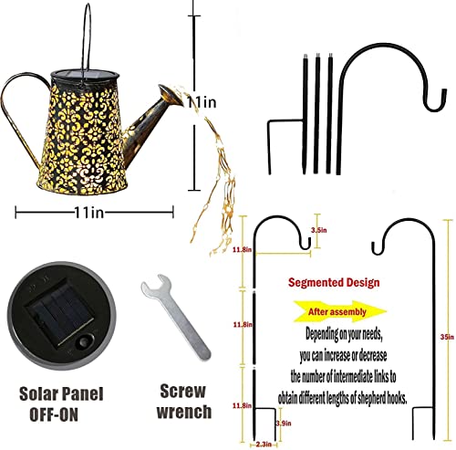 ASDFG Solar Watering Can Lights Waterproof Garden Decorations - Outdoor Large Fairy Lartern Hanging Retro Metal Kettle Light Star Art Decorative Lamp for Walkway Table Patio Lawn with Bracket