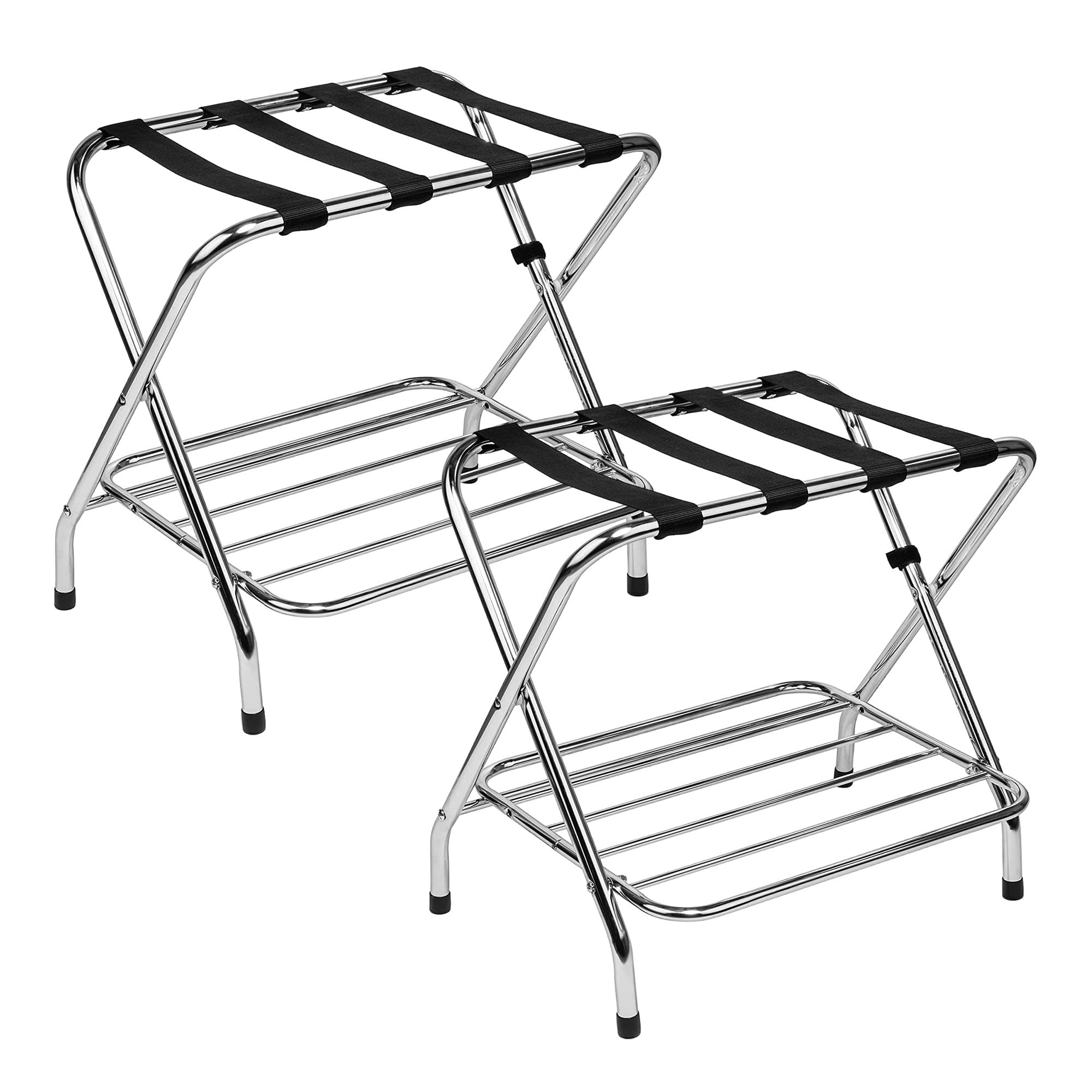 Foldable Luggage Rack, Metal Suitcase Stand for Guest Room, Heavy Duty Luggage Rack for Bedrooms, Hotels, Travel | Folding Luggage Racks for Suitcases and Storage (Double Rack (DIY), Pack of 2)