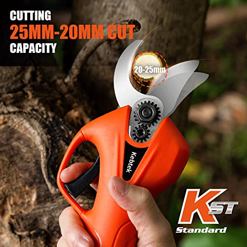 Pruning Shear Battery Powered, Kebtek Electric Pruning Shears Cordless Portable Electric Pruner with 2Pack 2Ah Rechargable Batteries -16.8V 25MM(0.98Inch)Cutting Diameter2