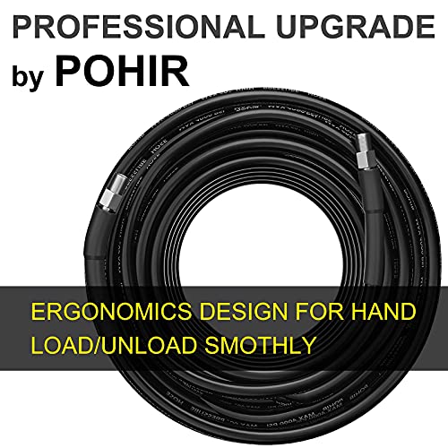 POHIR Sewer Jetter Kit for Pressure Washer 50 ft, Hydro Drain Jetter Cleaner Hose with 1/4 Female NPT, Button Nose, Rotating Sewer Jet Nozzle and Pressure Washer Adapter, 4000 PSI Drain Cleaner Hose