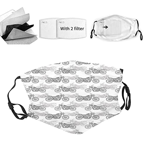 SARNFANS Motorcycle Face Mask Balaclava Windproof Men'S Women'S,Classic Motorcycles,Dustproof Mouth Cover With Filter Pocket Adjustable Elastic Strap,White Black