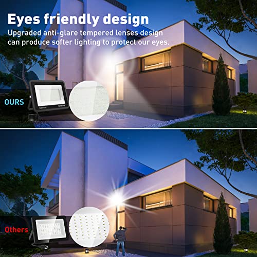 kelinvmi LED Flood Lights Outdoor 100W, Outdoor Security Light 10000lm High Brightness with Plug, 4200K Work Light with IP66 Outdoor Floodlights for Garage, Porch, Backyard, Playground
