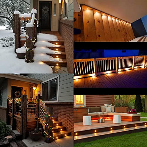 Recessed LED Deck Light Kits 12 Pack, Warm White 3500K with Φ1.22-Inch Black Protecting Shell , 12V Low Voltage Landscape In-ground Lighting, IP67 Waterproof Outdoor Step Stair Lights for Garden