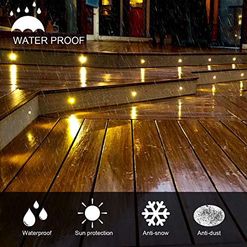 Recessed LED Deck Light Kits 12 Pack, Warm White 3500K with Φ1.22-Inch Black Protecting Shell , 12V Low Voltage Landscape In-ground Lighting, IP67 Waterproof Outdoor Step Stair Lights for Garden