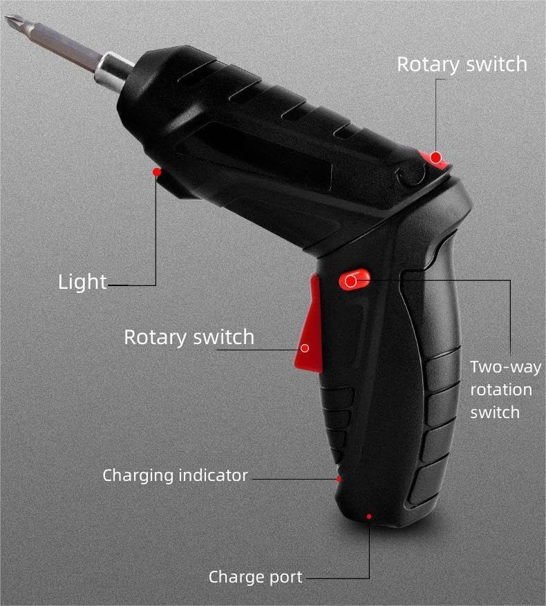 Wireless Rechargeable Electric Screwdriver, Multifunctional Precision Screwdriver Tool Set Of 14 Pieces, Torque 3.5~4.55, With LED Light And USB Charging Cable
