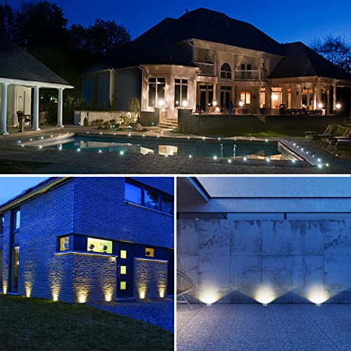 EAGLOD Low Voltage Landscape Lights with Connectors 1W LED Well Lights,12V-24V In-Ground Lights IP67 Waterproof 3000K Soft Warm White 100 Lumen for Landscape Up Lighting Garden Plant,Driveway(12Pack)