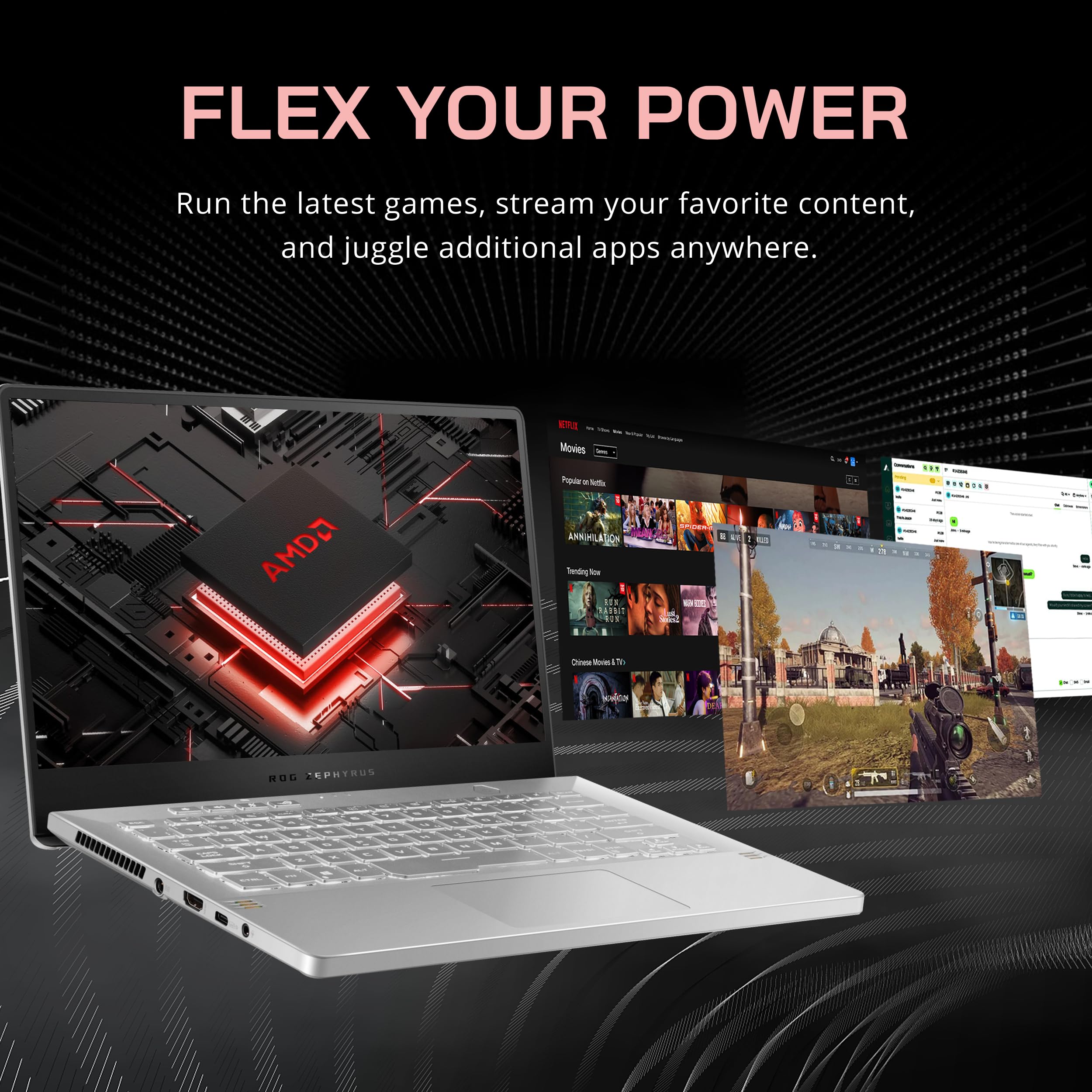 ASUS ROG Zephyrus Gaming Laptop, 14" FHD 144Hz Display, AMD Ryzen 7-5800HS, NVIDIA GeForce RTX 3060 6GB GDDR6, 40GB RAM, 2TB SSD, Backlit Keyboard, Win 11 Home, White, 128GB Hotface Extension Set