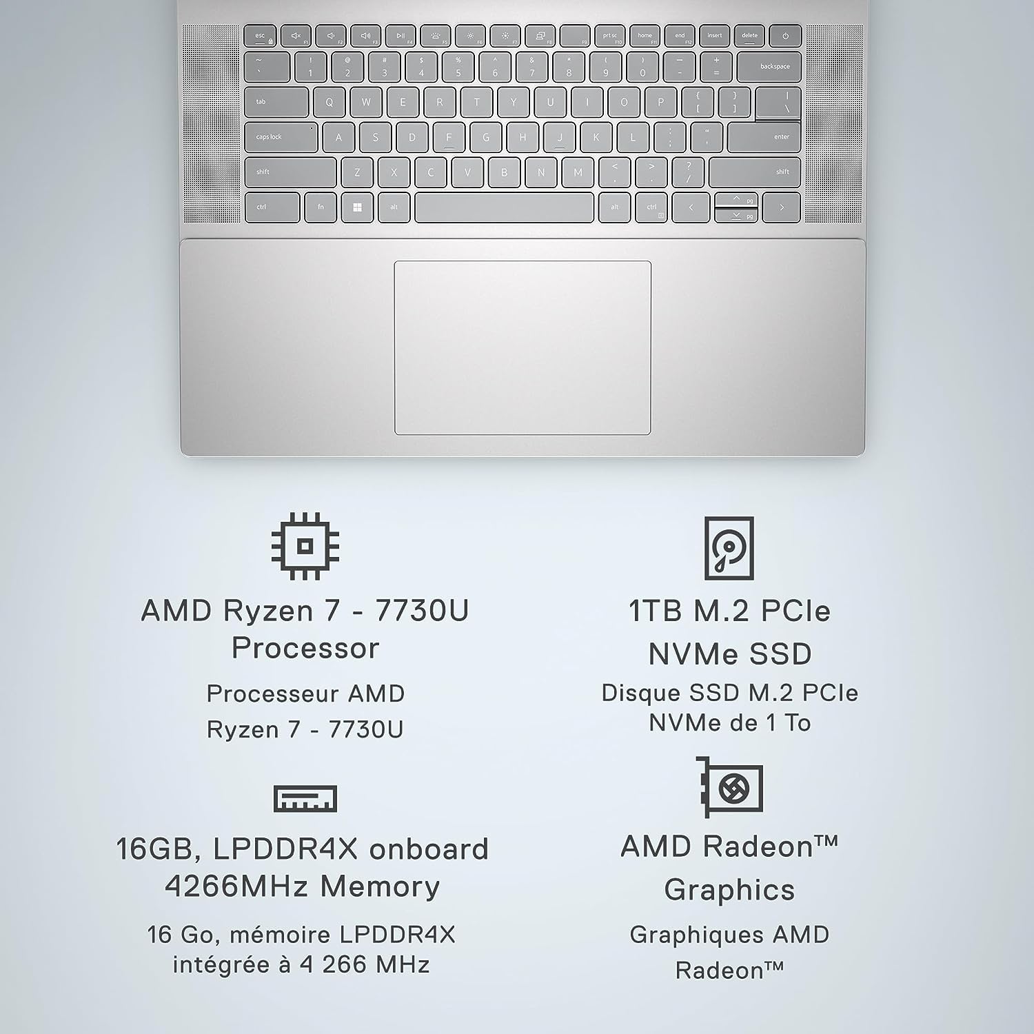 Dell 2023 Inspiron 16 5635 Business Laptop FHD+ 16" Display, AMD Ryzen 7 7730U Processor, 16GB LPDDR4x RAM, 1TB SSD, AMD Radeon Graphics, Backlit Keyboard, Type-C, Windows 11 Pro, Platinum Silver