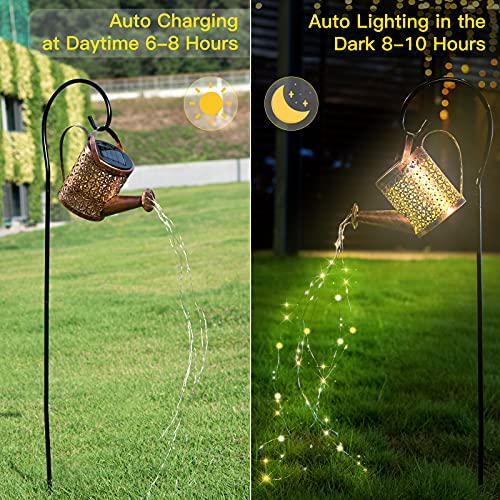 Udreem Solar Lights Outdoor Decorative, Solar Lantern Outdoor Hanging Waterproof Hollowed-Out Design, Decorative Retro Metal Solar Light with Hook for Garden Table Patio Yard Pathway Walkway