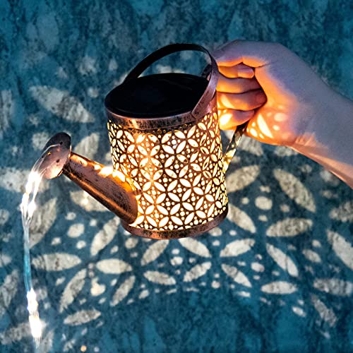 Udreem Solar Lights Outdoor Decorative, Solar Lantern Outdoor Hanging Waterproof Hollowed-Out Design, Decorative Retro Metal Solar Light with Hook for Garden Table Patio Yard Pathway Walkway